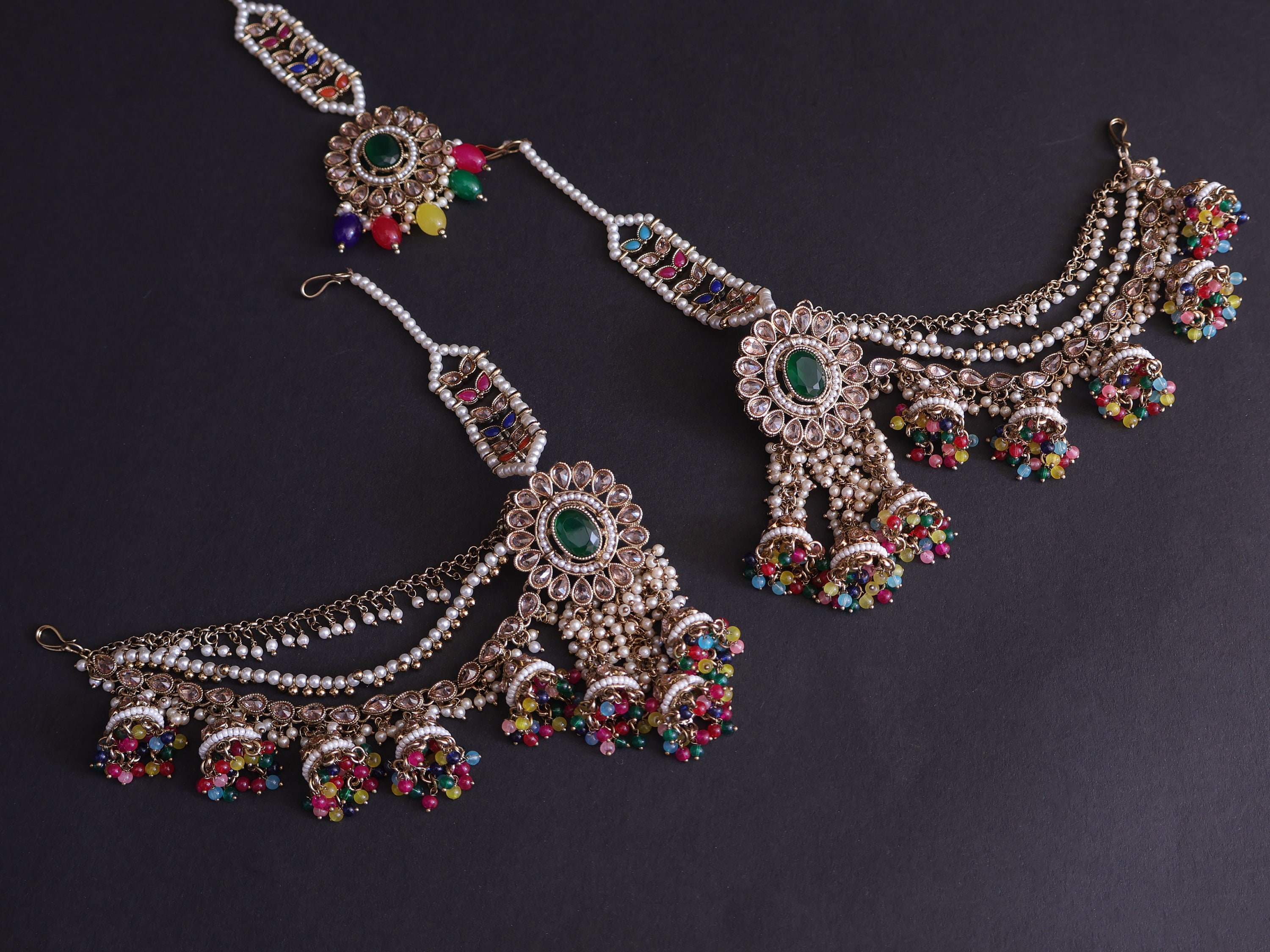 Multi String Bahubali Earrings, Indian Traditional Jhoomer Earrings ...