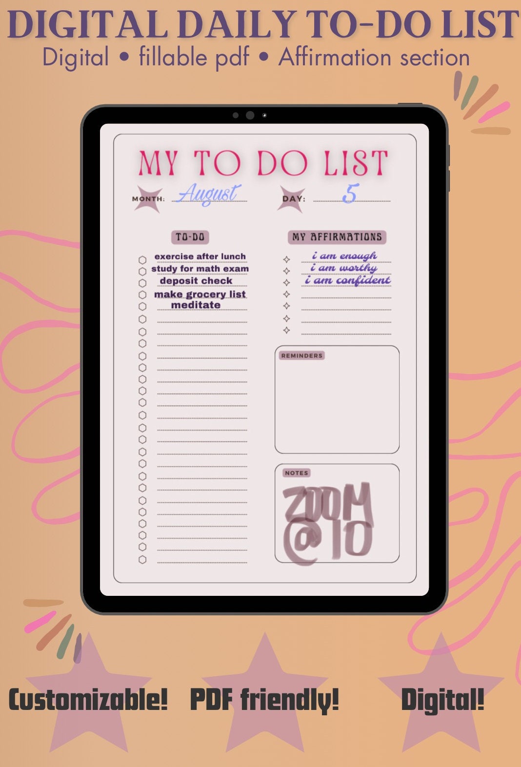 EDITABLE Digital To-do List / I-pad Friendly / Cute To-do Template ...