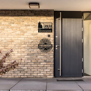 Modern Metal House Number Sign, Metal Address Sign, Family Name Sign ...