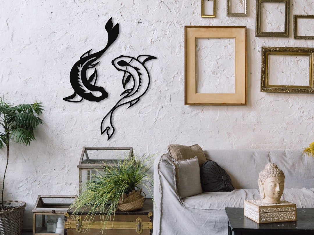 Koi Fish Metal Wall Decor, Feng Shui Koi Fish Metal Wall Art ...