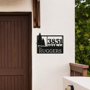 Modern Metal House Number Sign, Metal Address Sign, Family Name Sign ...