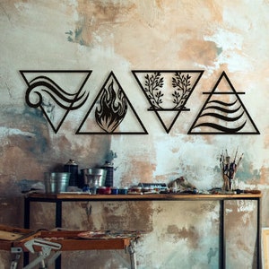 Four Elements Metal Wall Art, Unique Triangle 4 Element Wall Decor ...