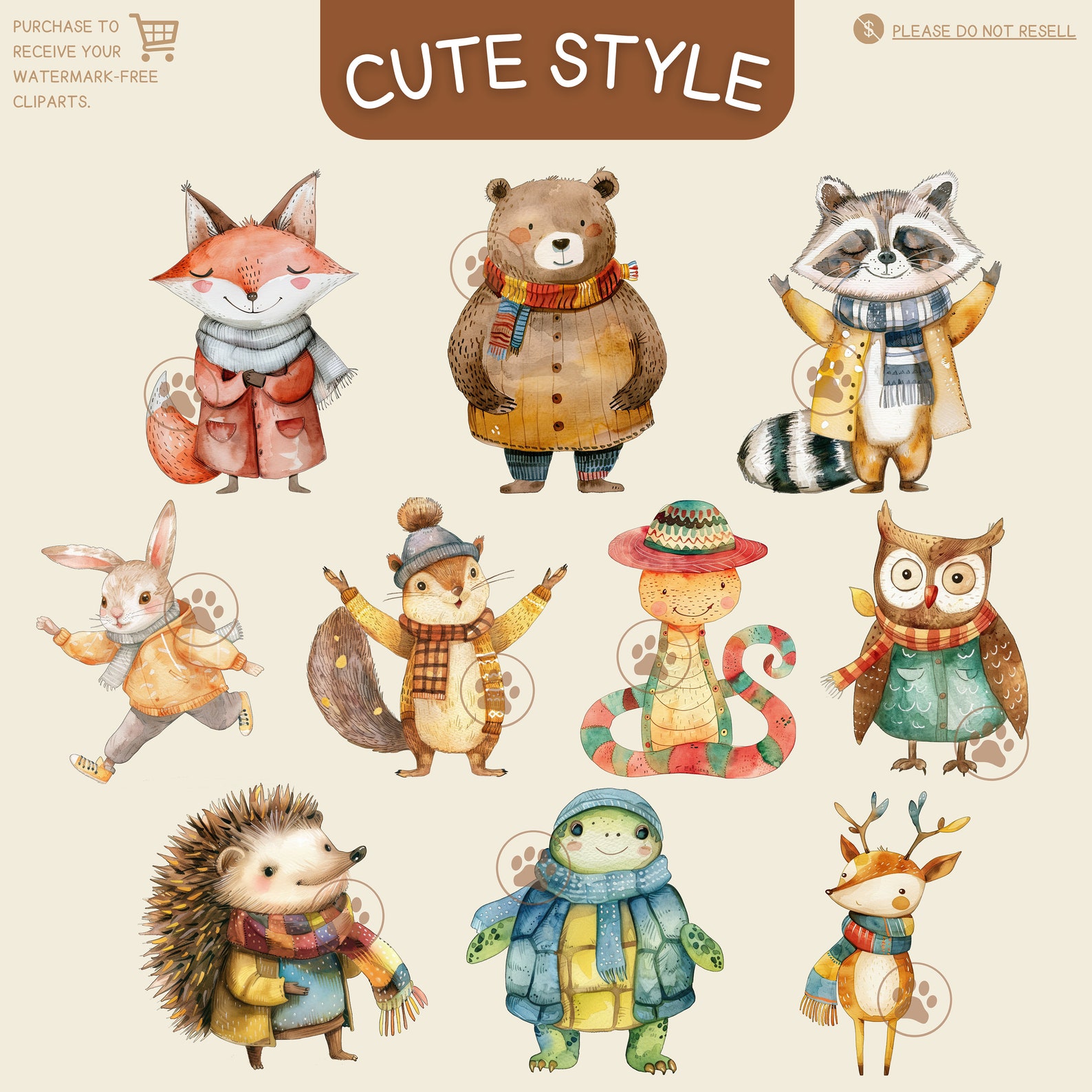 Woodland Animals Watercolor Bundle Clipart, Cute Forest Animals PNG ...