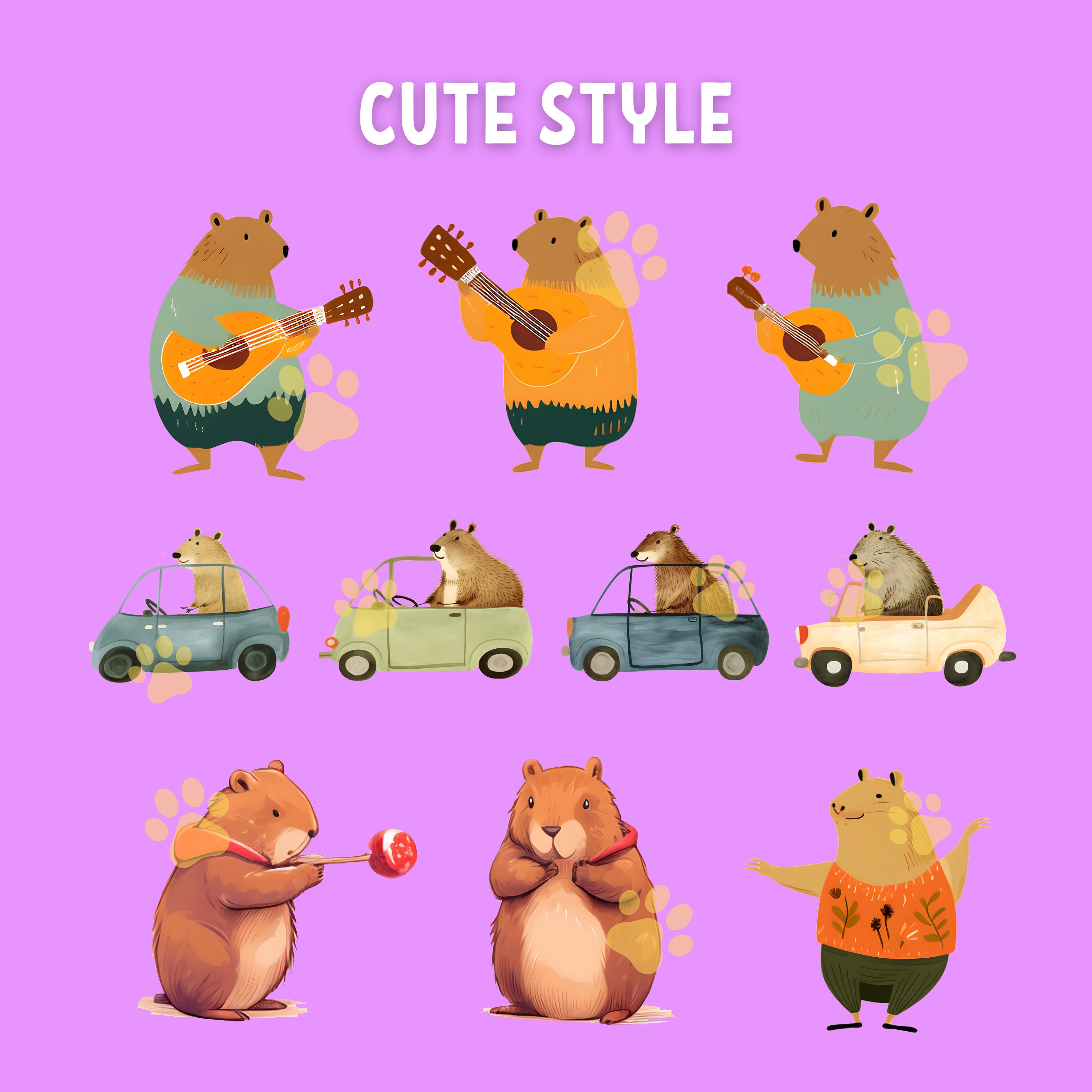 30 Bundle Capybara Clipart | High Quality Transparent Pngs| Instant ...