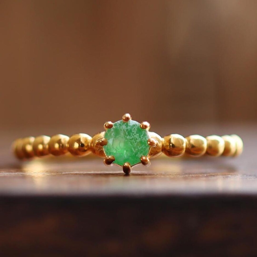 Green Jade Solitaire Ring: 18k Gold Plated Sterling Silver - Etsy