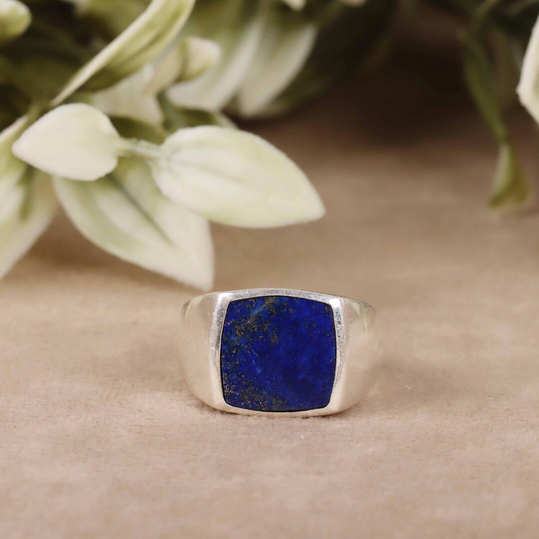 Natural Lapis Lazuli Ring, 925 Sterling Silver Ring, Men's Lapis Ring ...