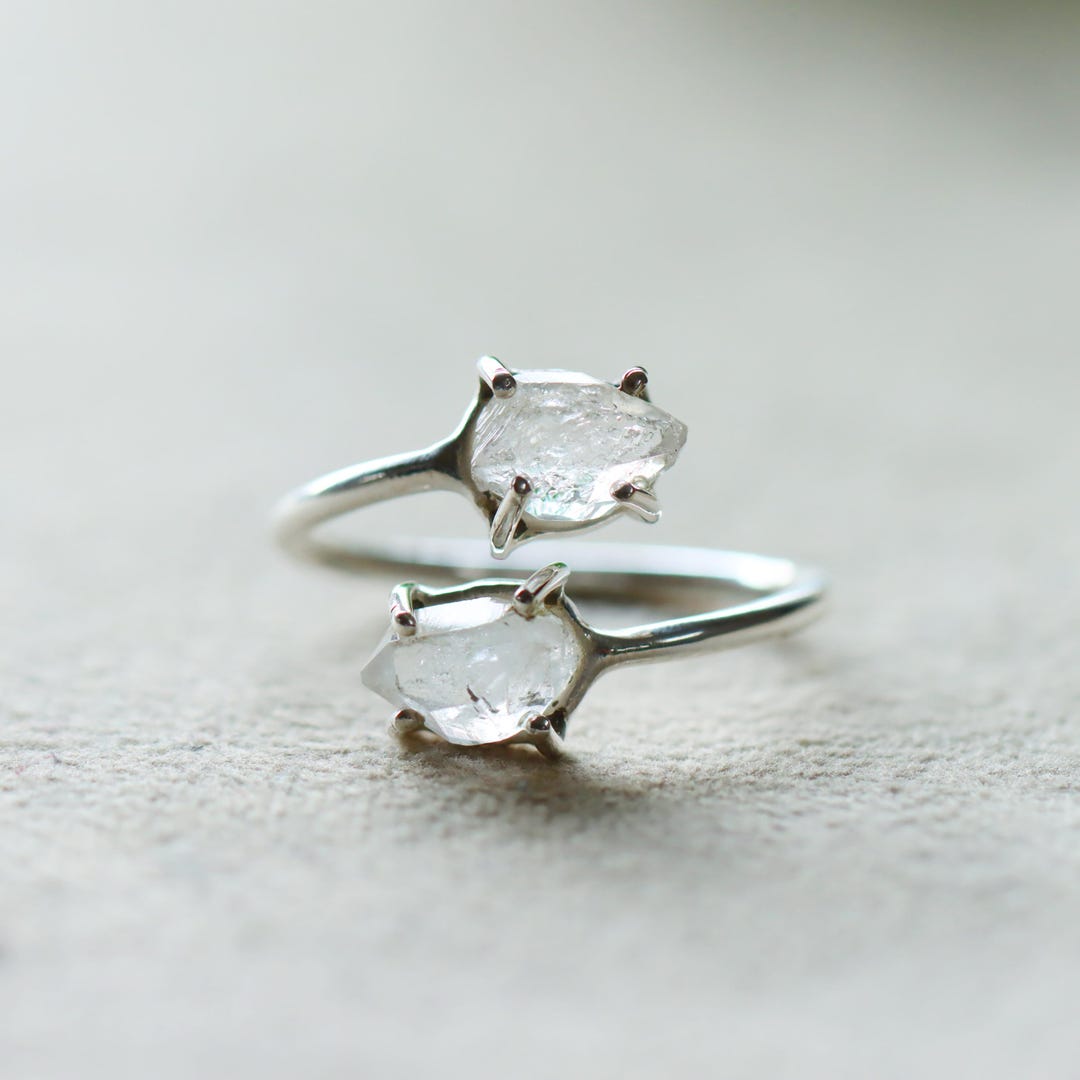 Raw Herkimer Diamond Ring: Adjustable Sterling Silver Engagement Ring - Etsy