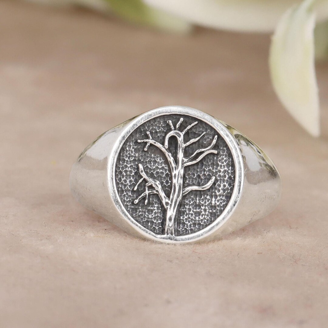 Sterling Silver Tree of Life Signet Ring: Yggdrasil Family Tree - Etsy