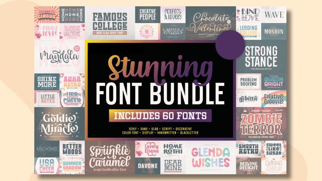 Stunning Font Bundle Instant Digital Download procreate Prints Vintage ...