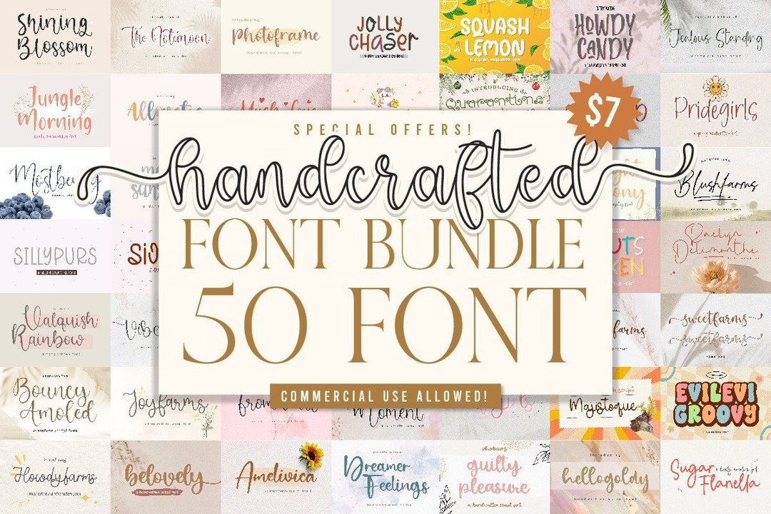 Handcrafted Font Bundle, Handwritten Font, Wedding Font, Modern Font ...