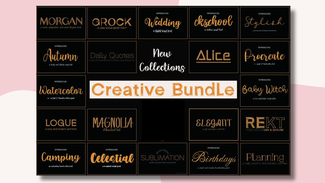 Creative Font Bundle Canvas Svg Instant Digital Download Procreate