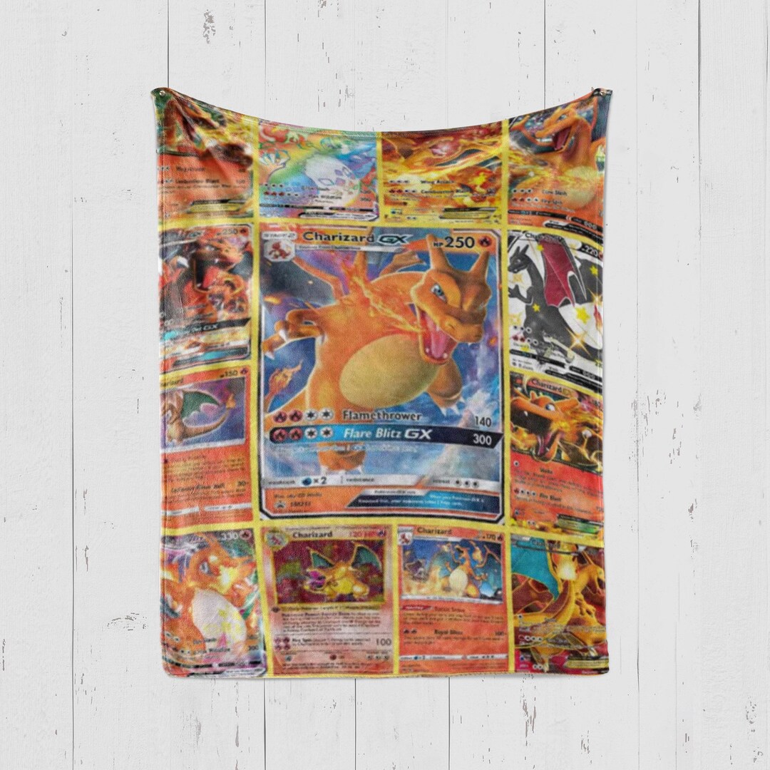 Multi Charizard Version 1 Custom Trading Card Fleece Blanket Pkachu ...