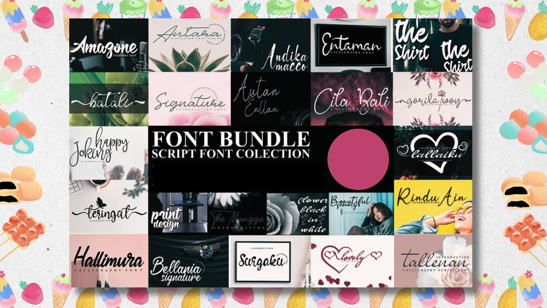 Script Font Collection Instant Digital Download procreate Prints ...