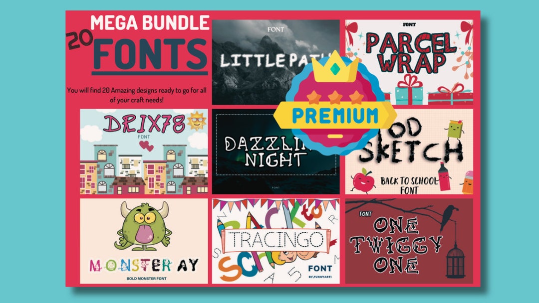The Mega Font Bundle Vol-1 Instant Digital Download procreate Prints ...