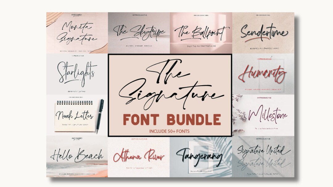 The Signature Font Bundle Canvas SVG Instant Digital Download procreate ...