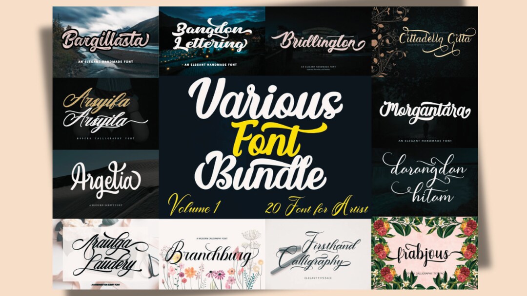Various Font Bundle Volume 1 Canvas SVG Instant Digital Download ...