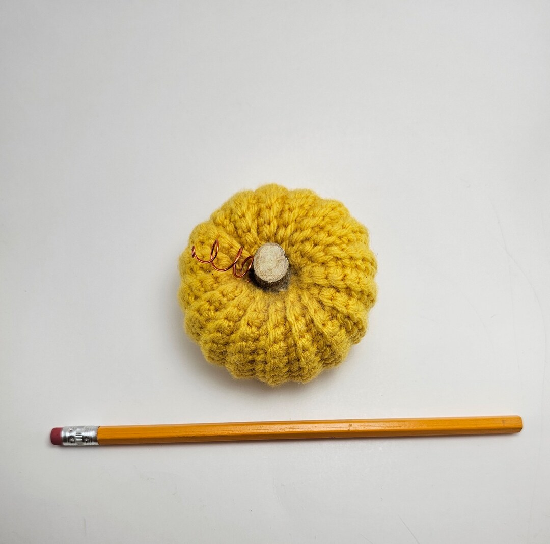 Small Golden Rod Crochet Pumpkin W/wood Stem & Copper Wire: Handmade ...
