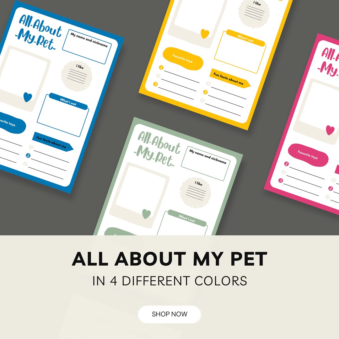 All About My Pet Printable Template - Etsy