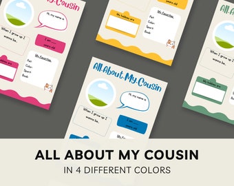 All About My Cousin Printable, Cousin Birthday, Cousin's Day Printable ...