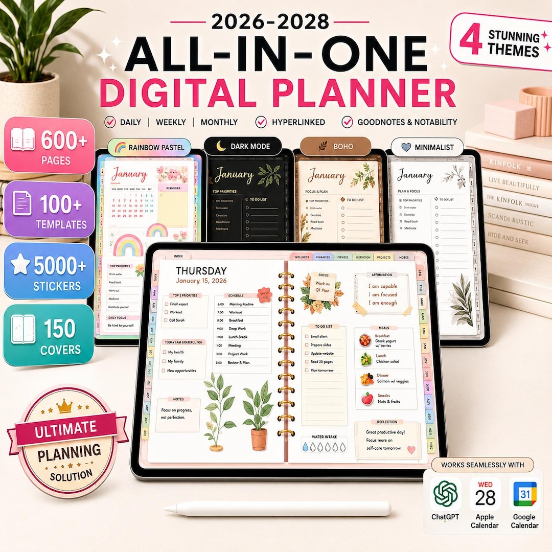 All-in-one Digital Planner 2026-2028 | Goodnotes, Daily, Weekly ...