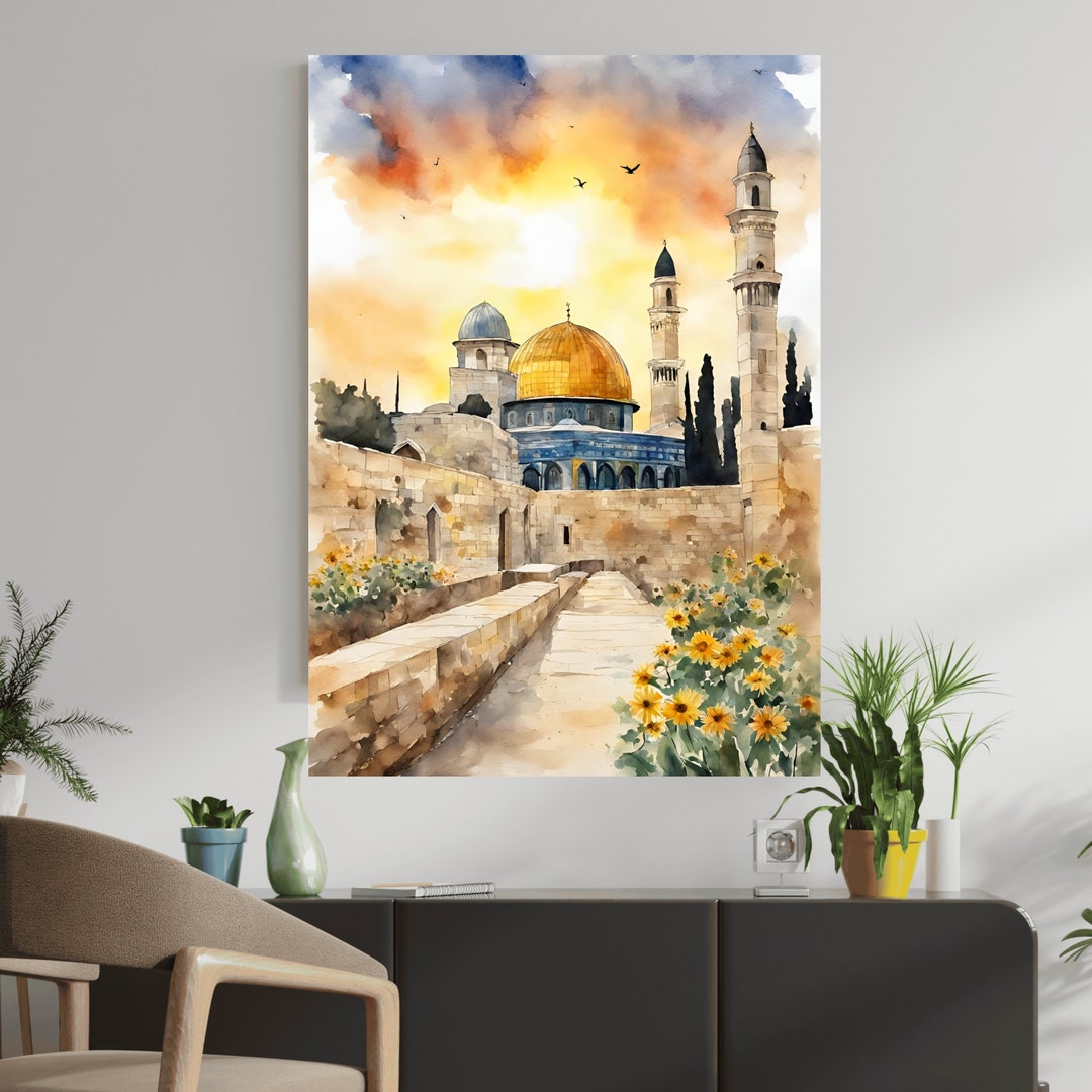 Mosque Print Al-aqsa Masjed Minaret Palestine Old Architecture ...