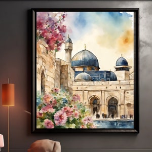 Mosque Print Al-aqsa Masjed Minaret Palestine Old Architecture ...