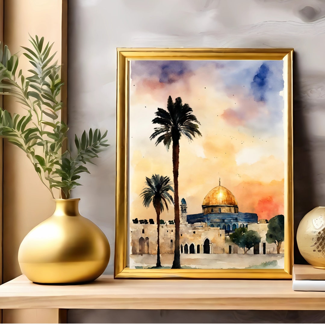 Mosque Print Al-aqsa Masjed Minaret Palestine Old Architecture ...