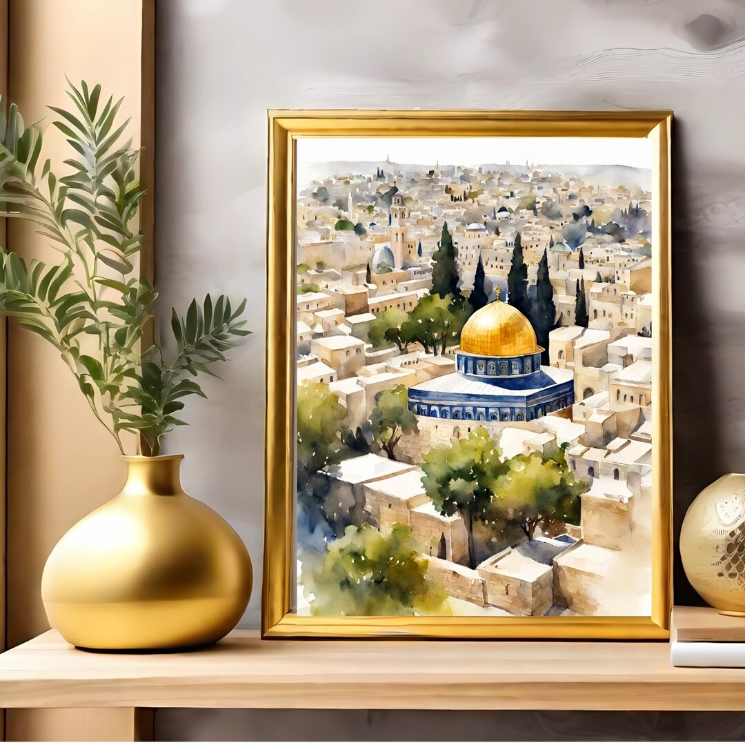 Mosque Print Al-aqsa Masjed Palestine Old Architecture Jerusalem Old ...