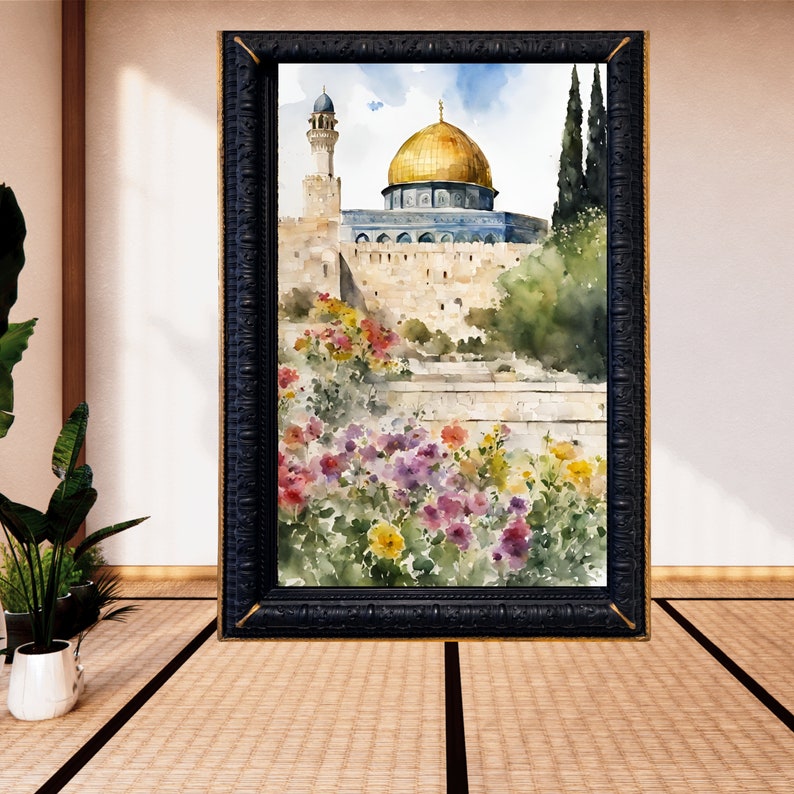 Mosque Print Al-aqsa Masjed Minaret Dome of Rock Old Architecture ...