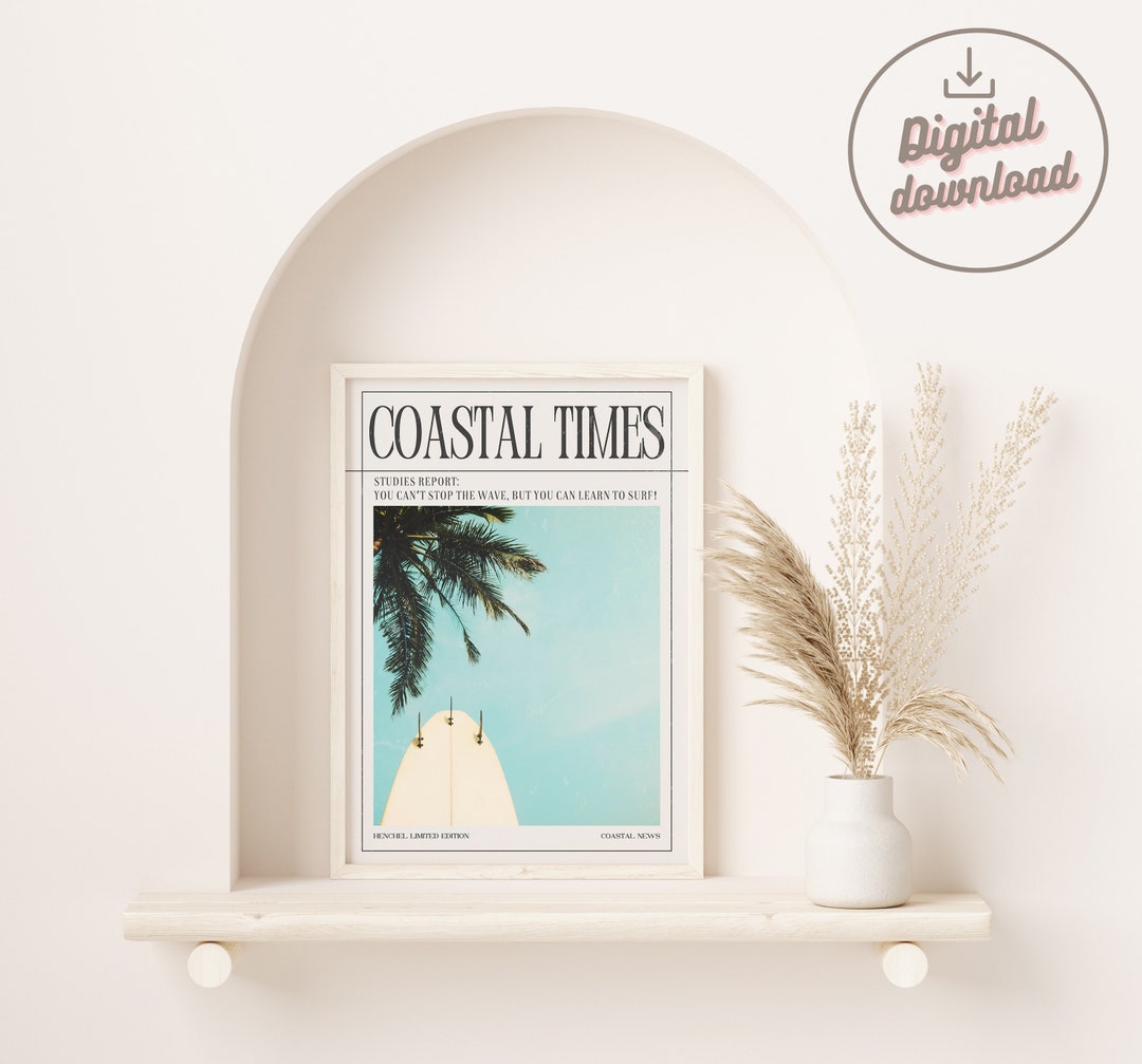 Learn to Surf Coastal Magazine Printable Poster Preppy Surf - Etsy