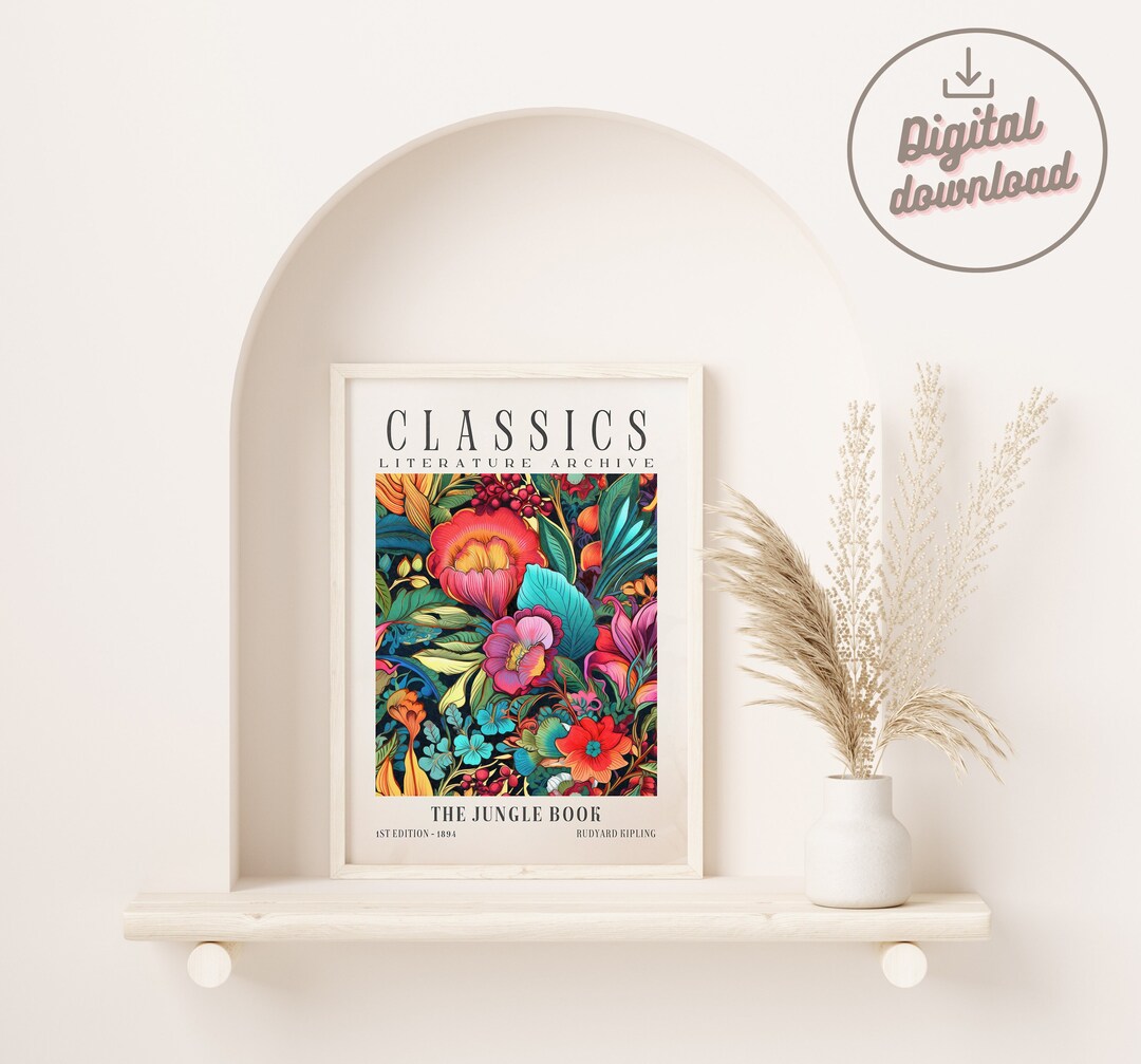 The Jungle Book Wall Art Print Subtle Colorful Jungle Vintage Bookish ...