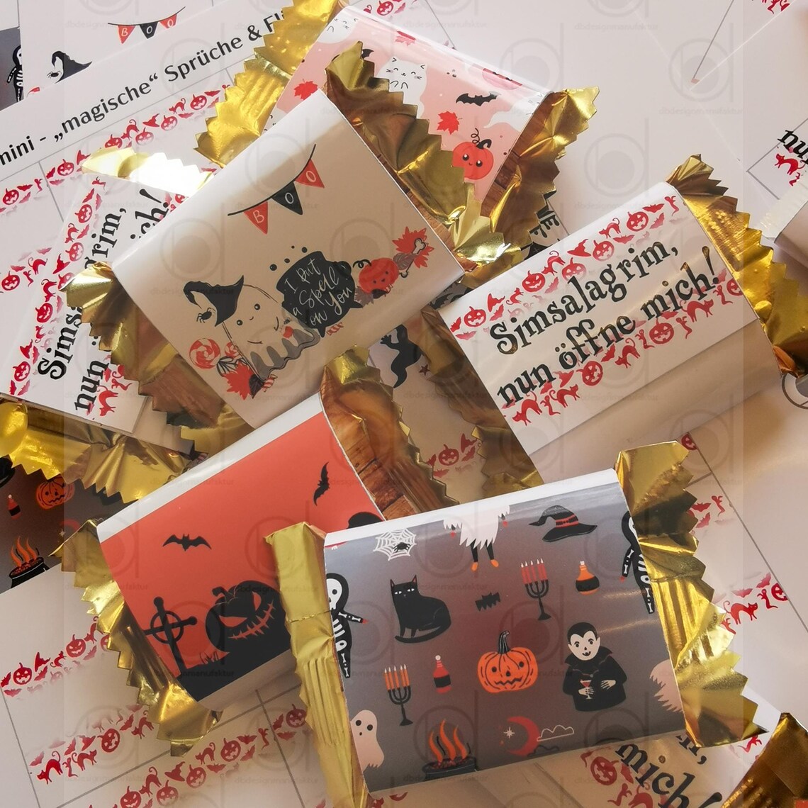 36 Halloween Wrappers for Hanuta/ritter Sport Mini + 6 Blank | Cool ...