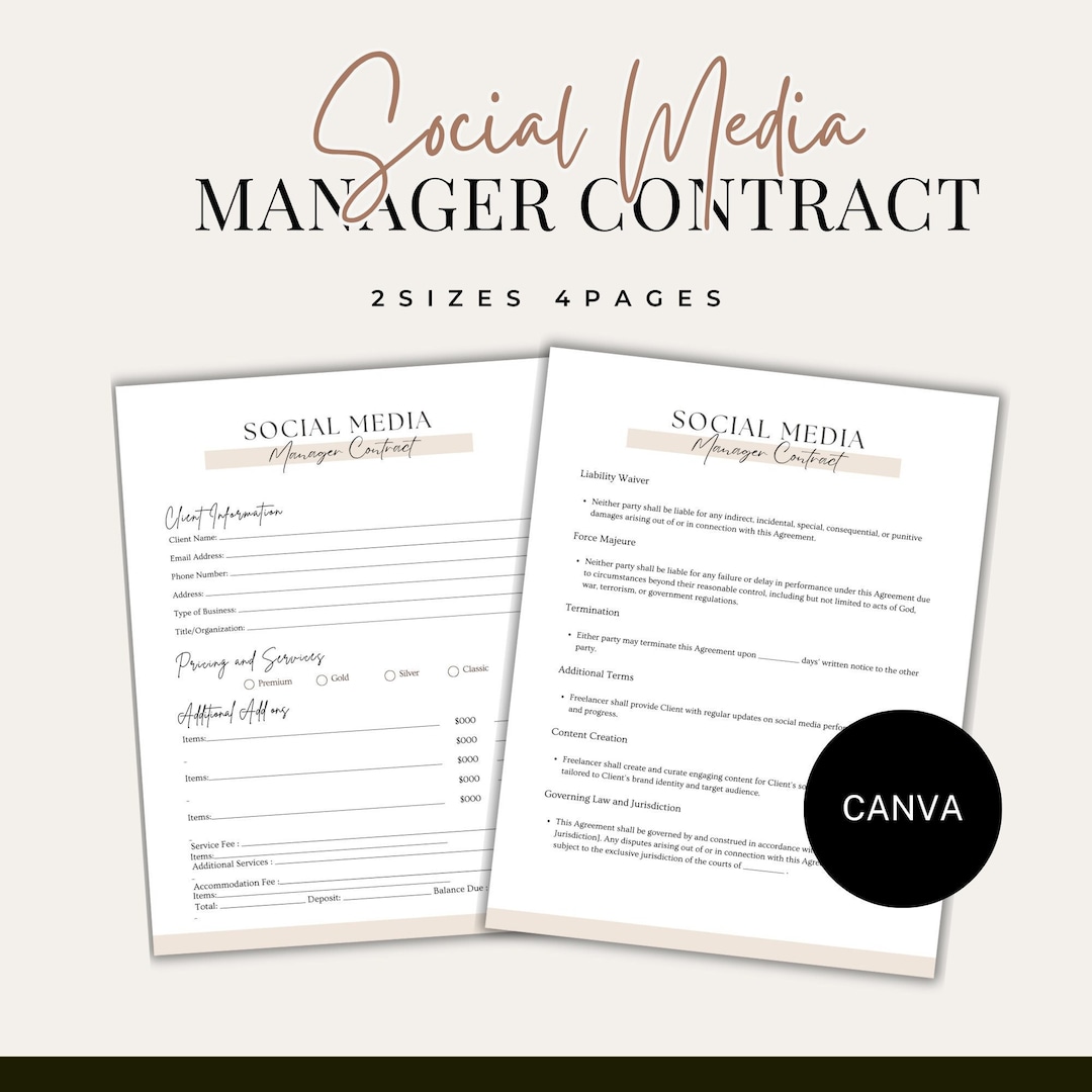Professional Freelance Social Media Manager Contract Template,social ...