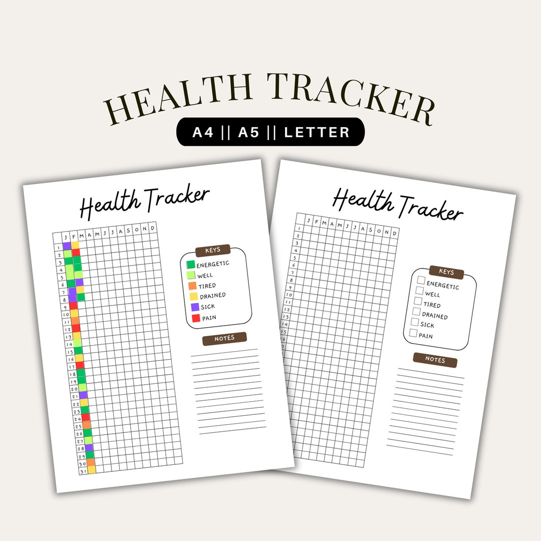 Health Tracker A5 Journal Page PRINTABLE Tracker Medical Tracker Pain ...