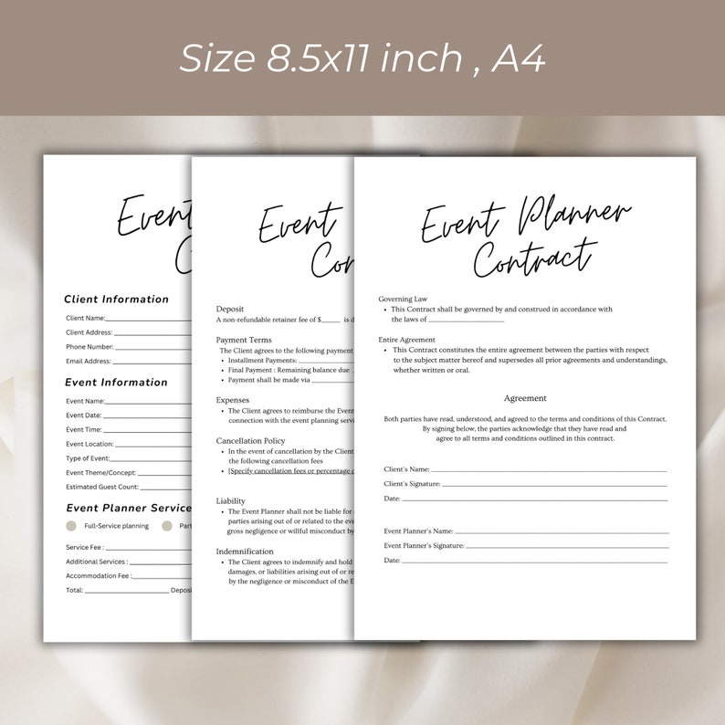 Event Planner Contract Template | Event Planner Client Forms | Wedding ...