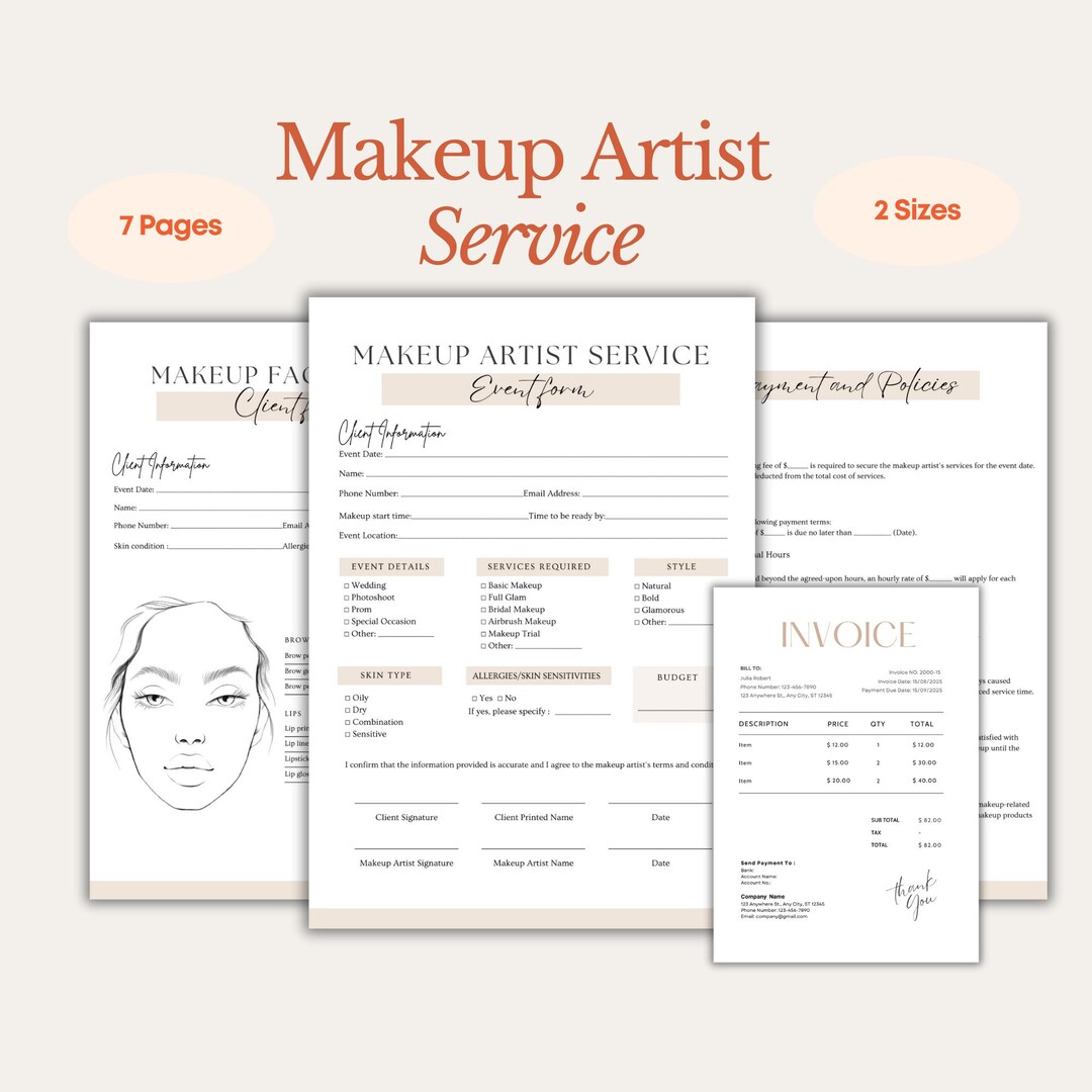 Editable Makeup Artist Service Template, Professional Makeup Contract ...