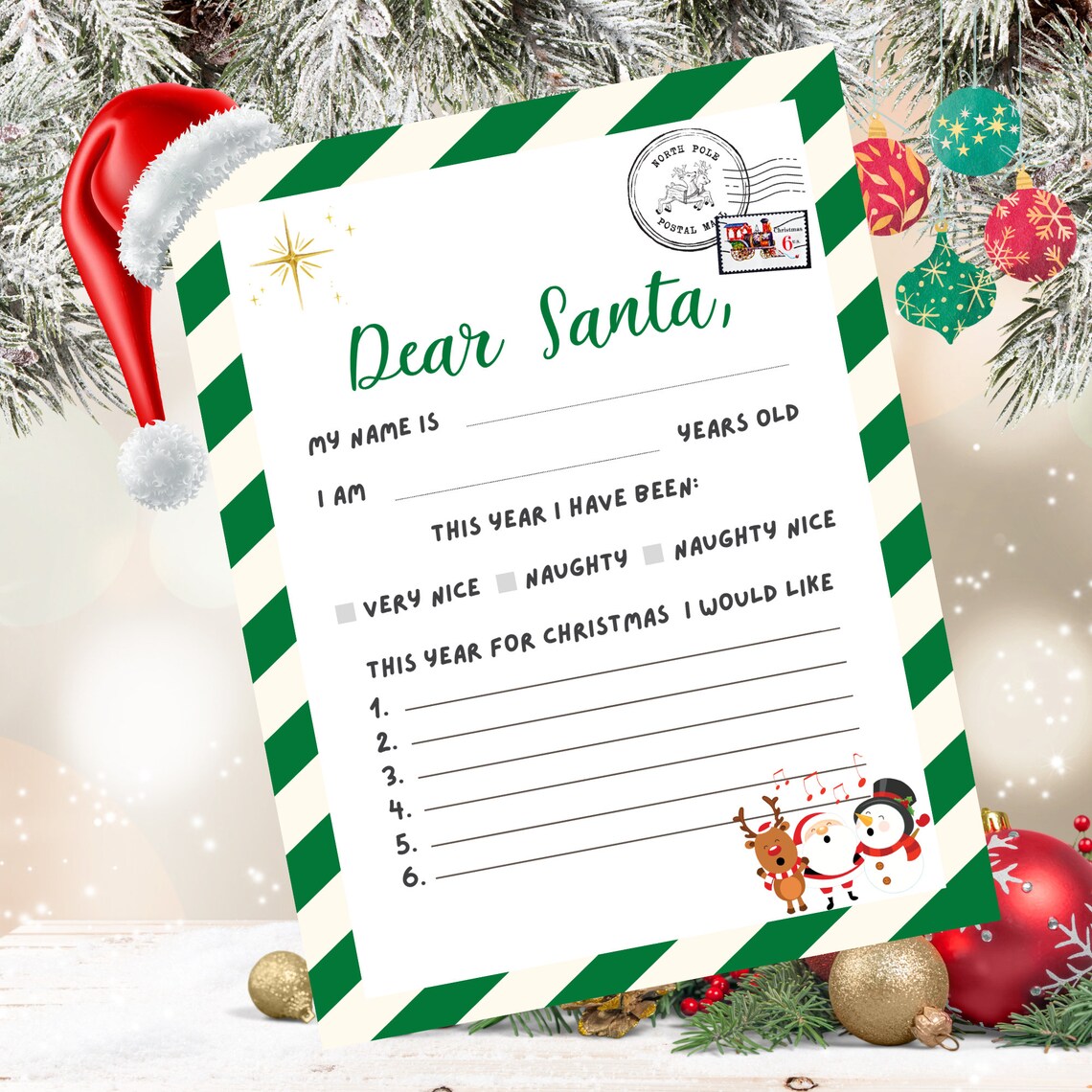 Letter to Santa PRINTABLE / Kids Letter to Santa / Santa Letter ...