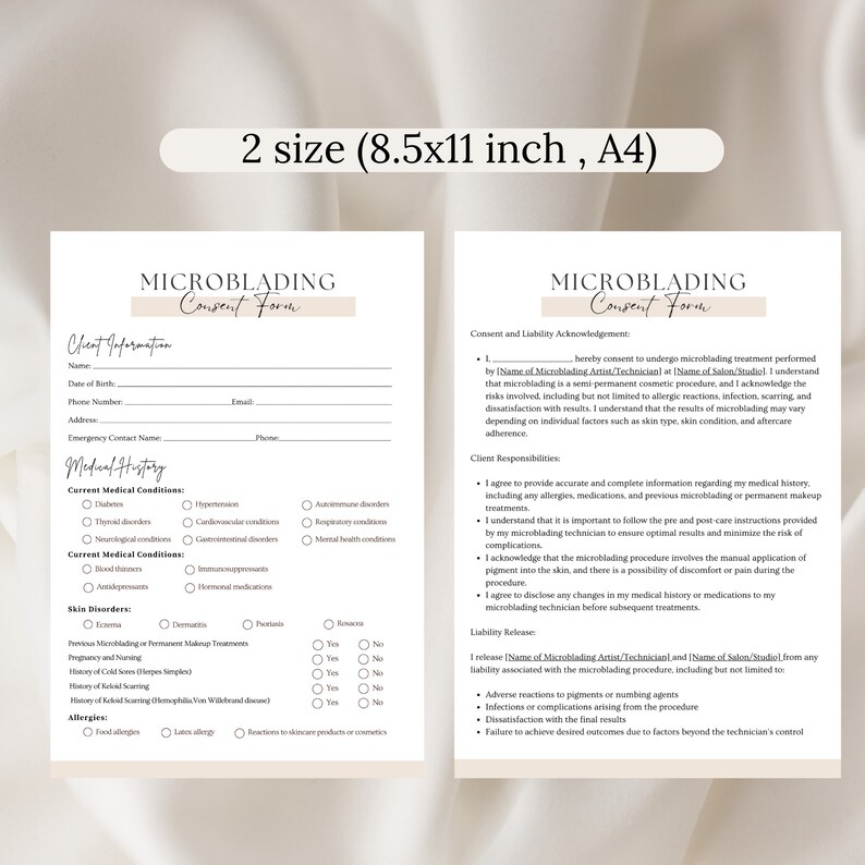 Professional Microblading Forms,editable Esthetician Templates ...