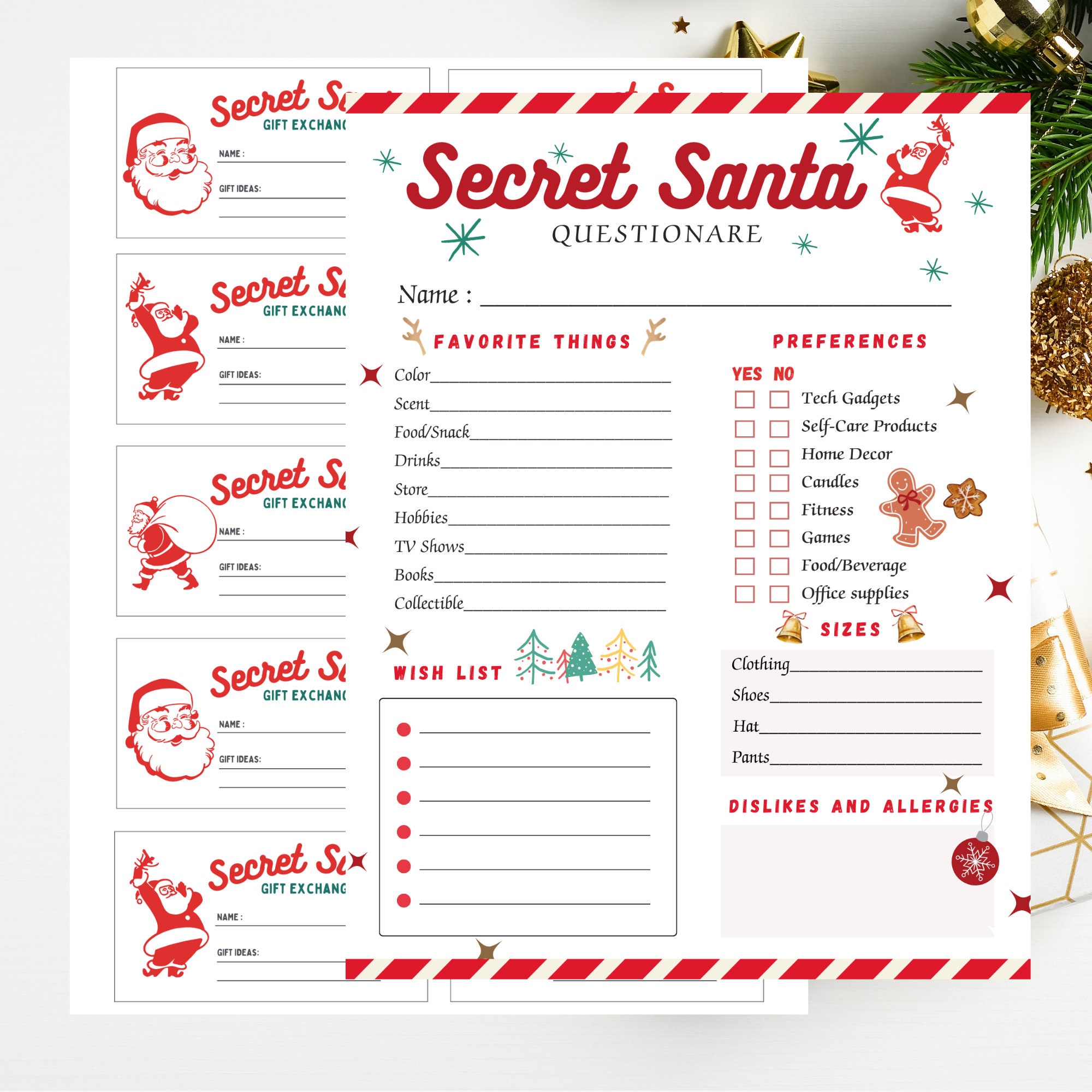 Secret Santa Questionnaire for Coworkers and Teachers Office Gift ...
