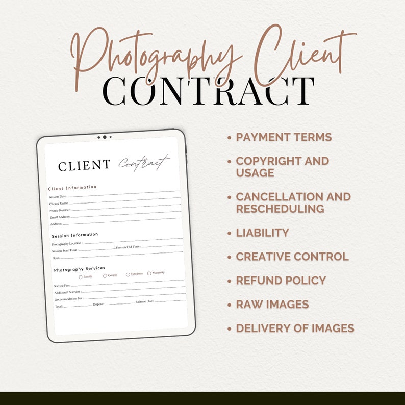 Photography Client Contract Template | Photography Forms | Client ...
