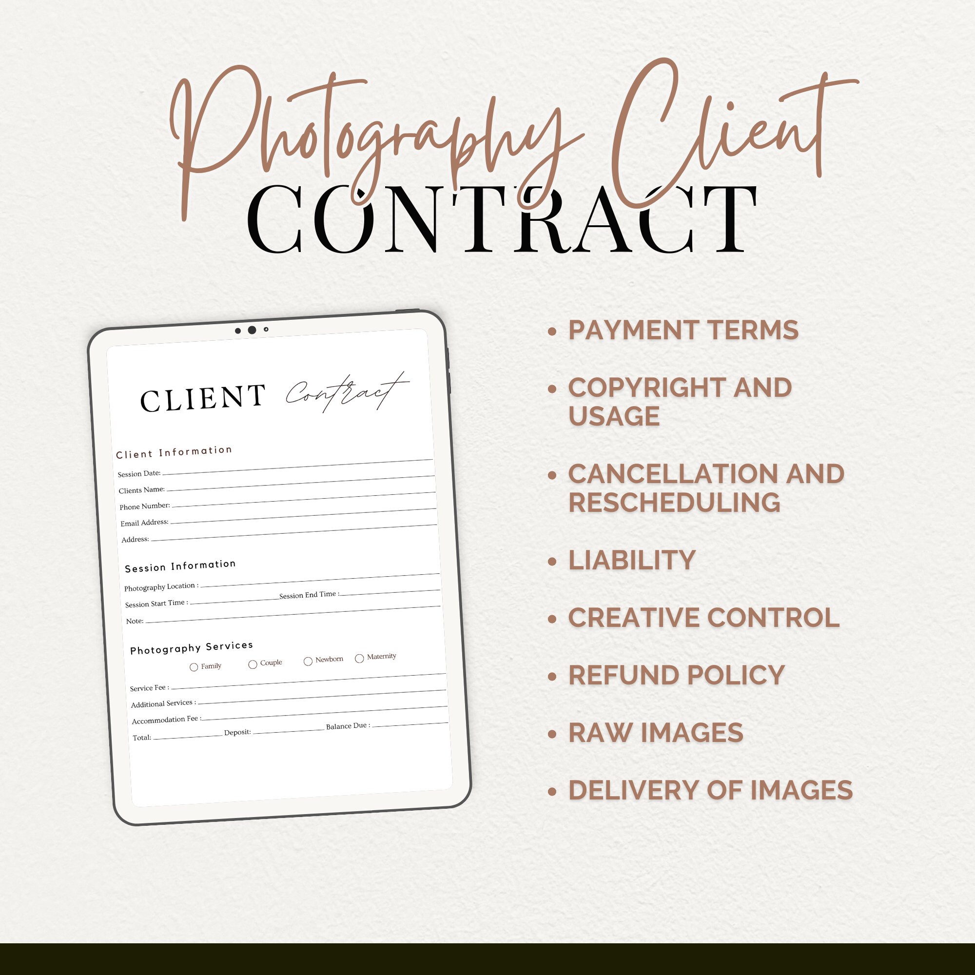 Photography Client Contract Template | Photography Forms | Client ...