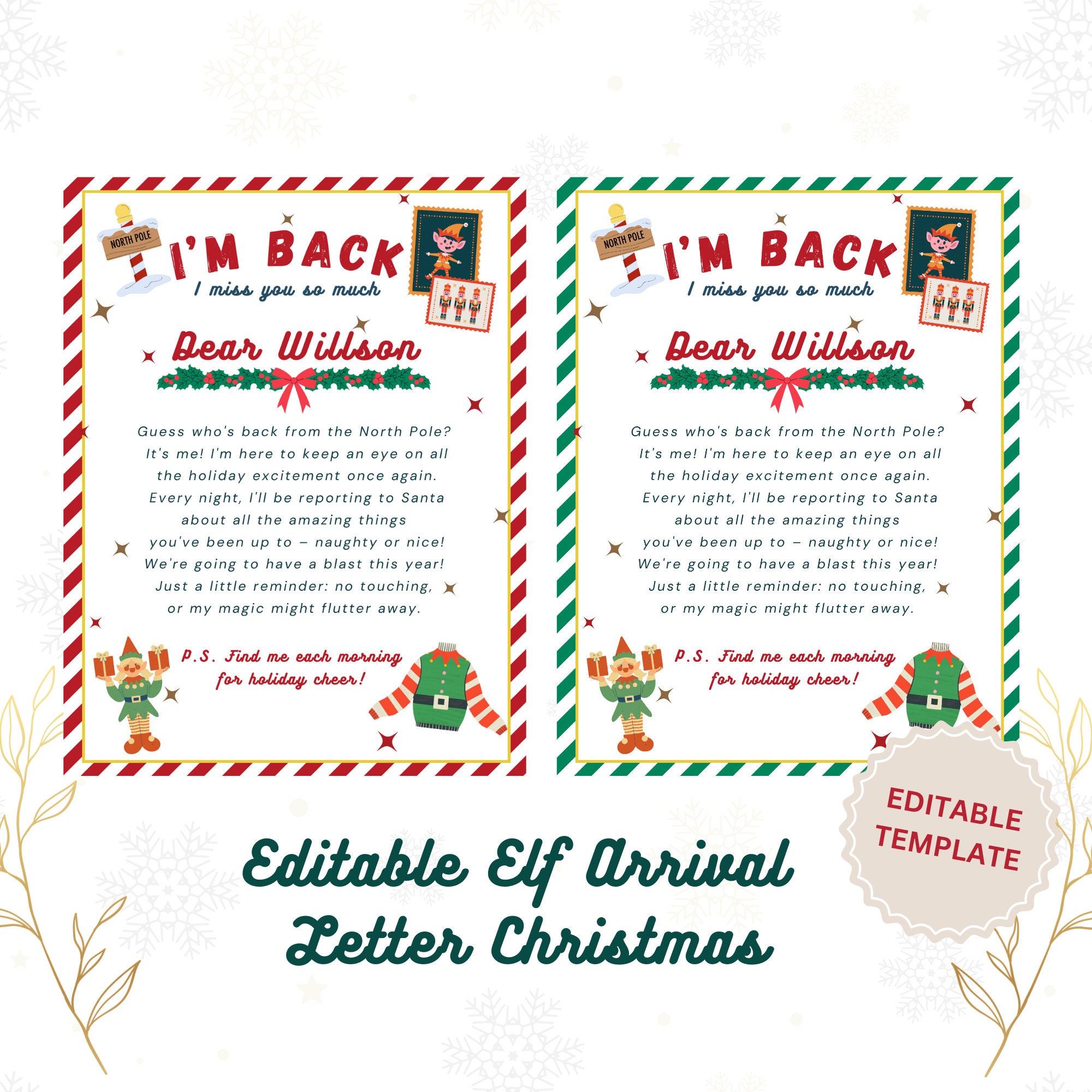Editable Elf Arrival Letter Christmas Elf Letter Welcome Elf Festive ...