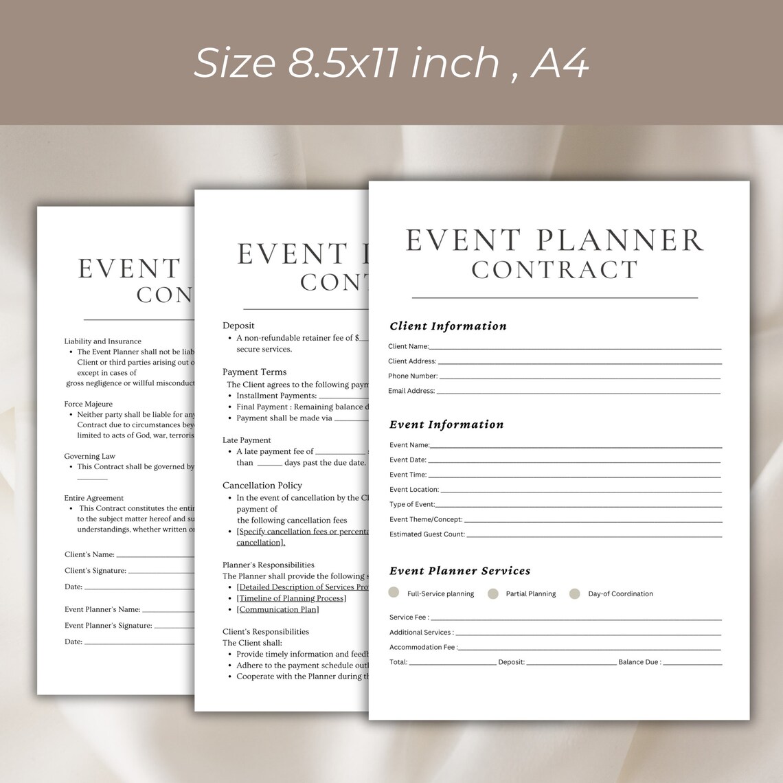 Event Planner Contract Template | Event Planner Client Forms | Wedding ...