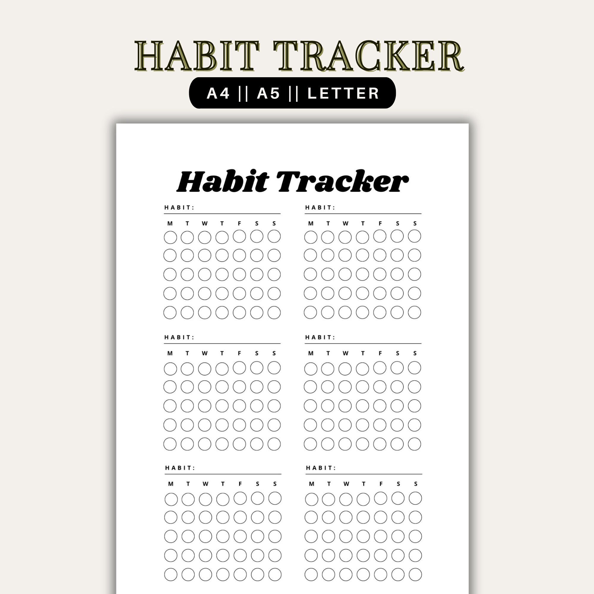 Habit Tracker A5 Journal Page PRINTABLE Tracker Monthly Tracker Monthly ...