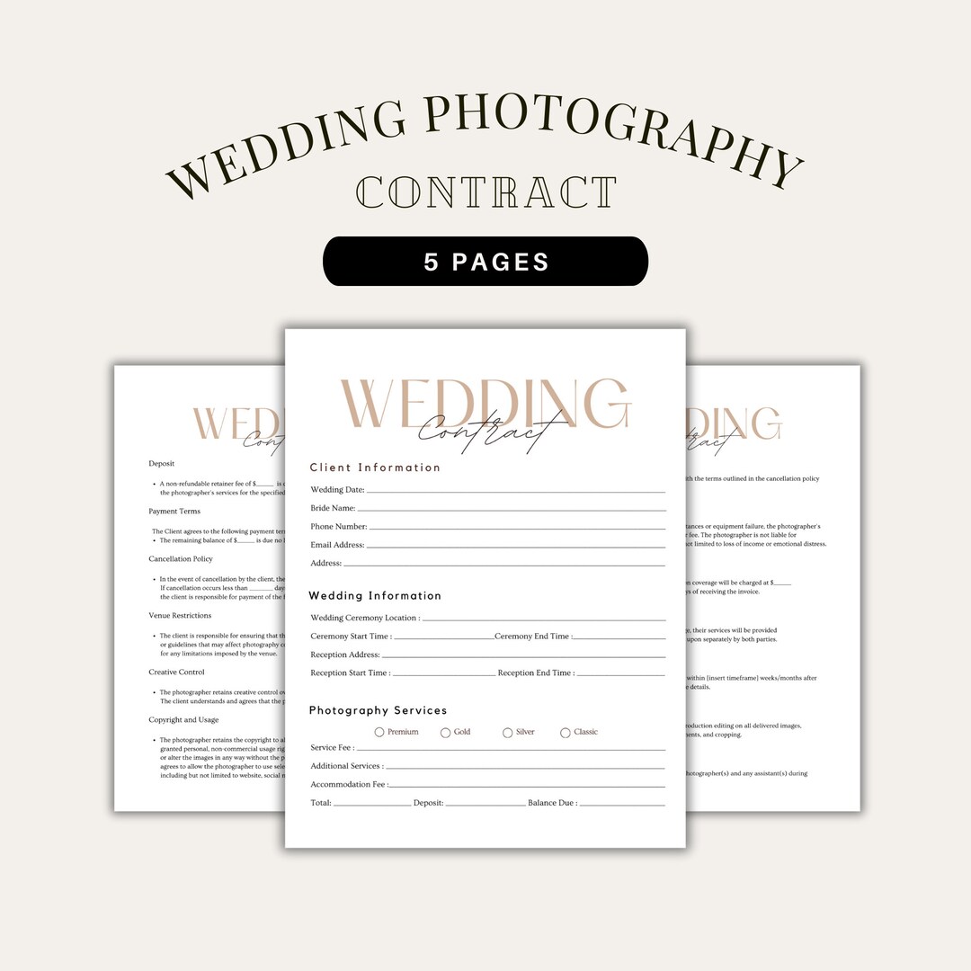 Wedding Photography Contract Template | Photography Forms | Contract ...