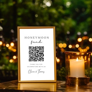 Minimalist Honeymoon Fund Sign, Wedding QR Code Sign Printable, Modern ...