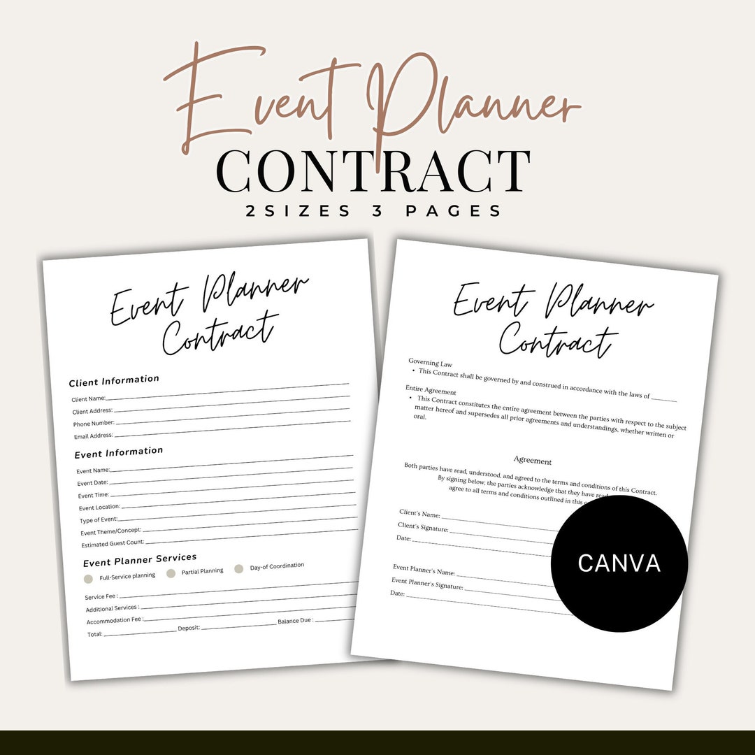 Event Planner Contract Template | Event Planner Client Forms | Wedding ...