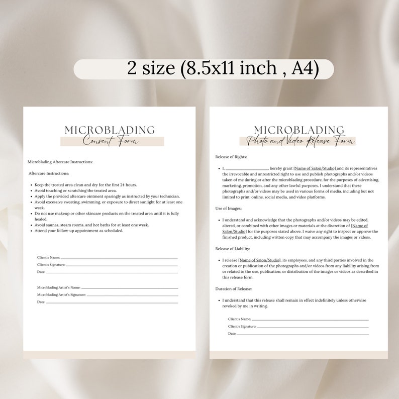 Professional Microblading Forms,editable Esthetician Templates ...