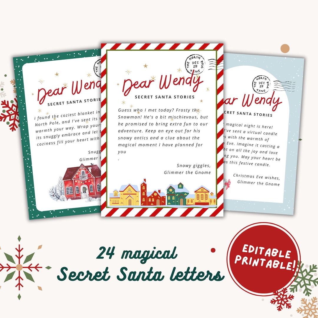 Secret Santa Letters With 24 Secret Santa Stories to Print Out,secret ...