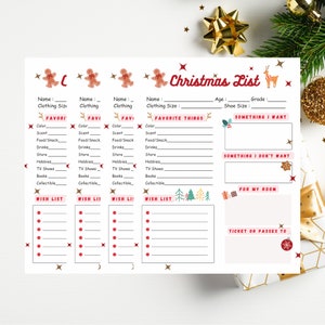 Christmas List,kids Christmas Wish List,printable Gift Wish List,children's Wish List,kid ...
